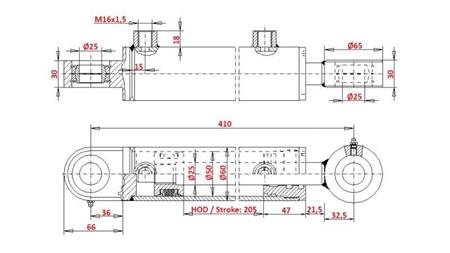 HYDRAULIC STEERING CYLINDER ZETOR 7245 ROSI TEH